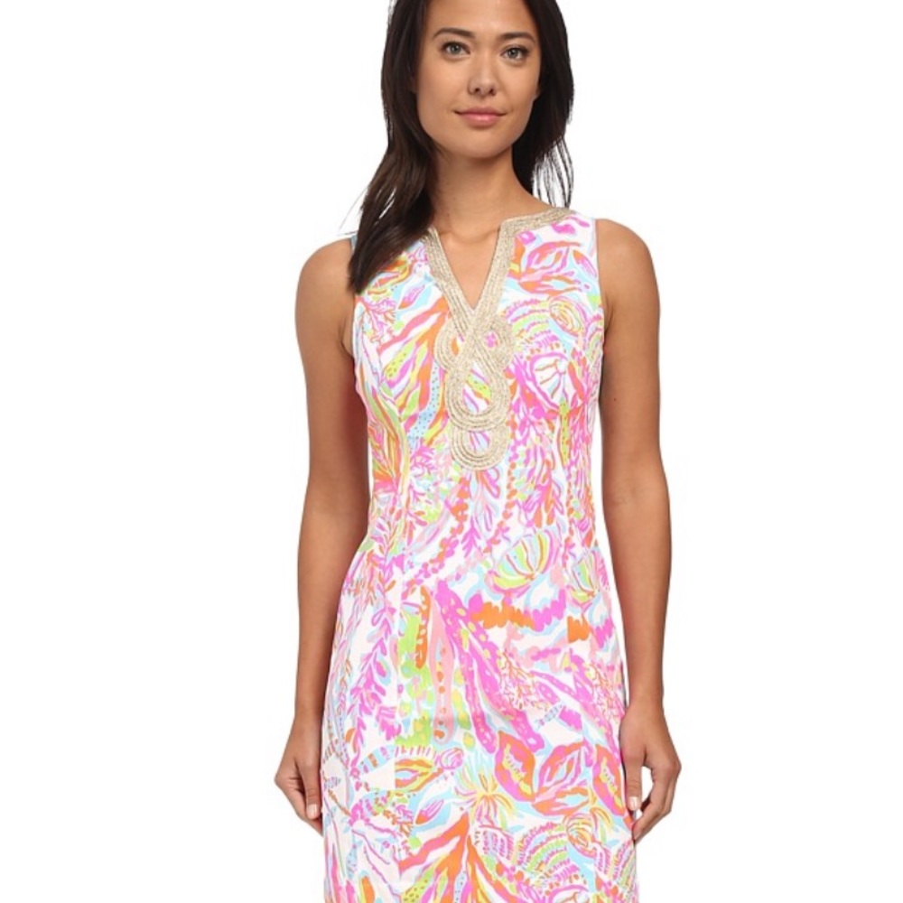 Lilly Pulitzer Janice Dress In Scuba To Cuba - Gem